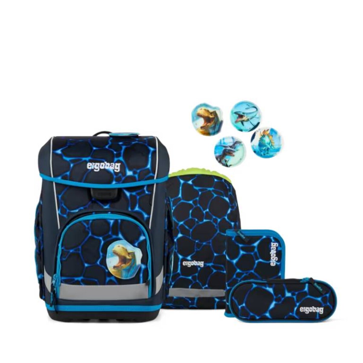 ergobag cubo light Schulranzen-Set Bärassic Garden Blau 5-teilig 19 Li ...