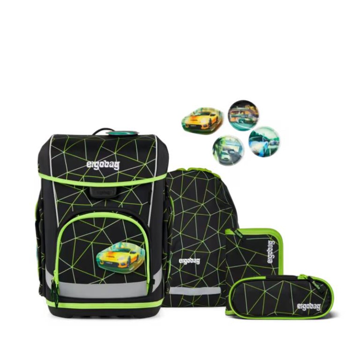 ergobag cubo light Schulranzen-Set CyBär Schwarz Grün 5-teilig 19 Lite ...