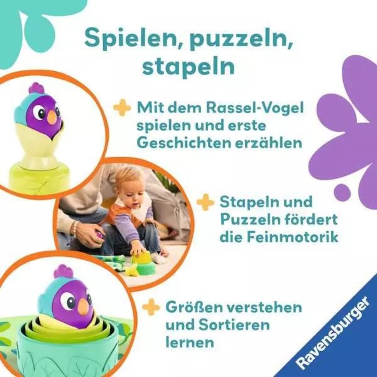 Ravensburger play+ Baby-Stapel-Puzzle: Vogelnest – Spielwaren Schweiger