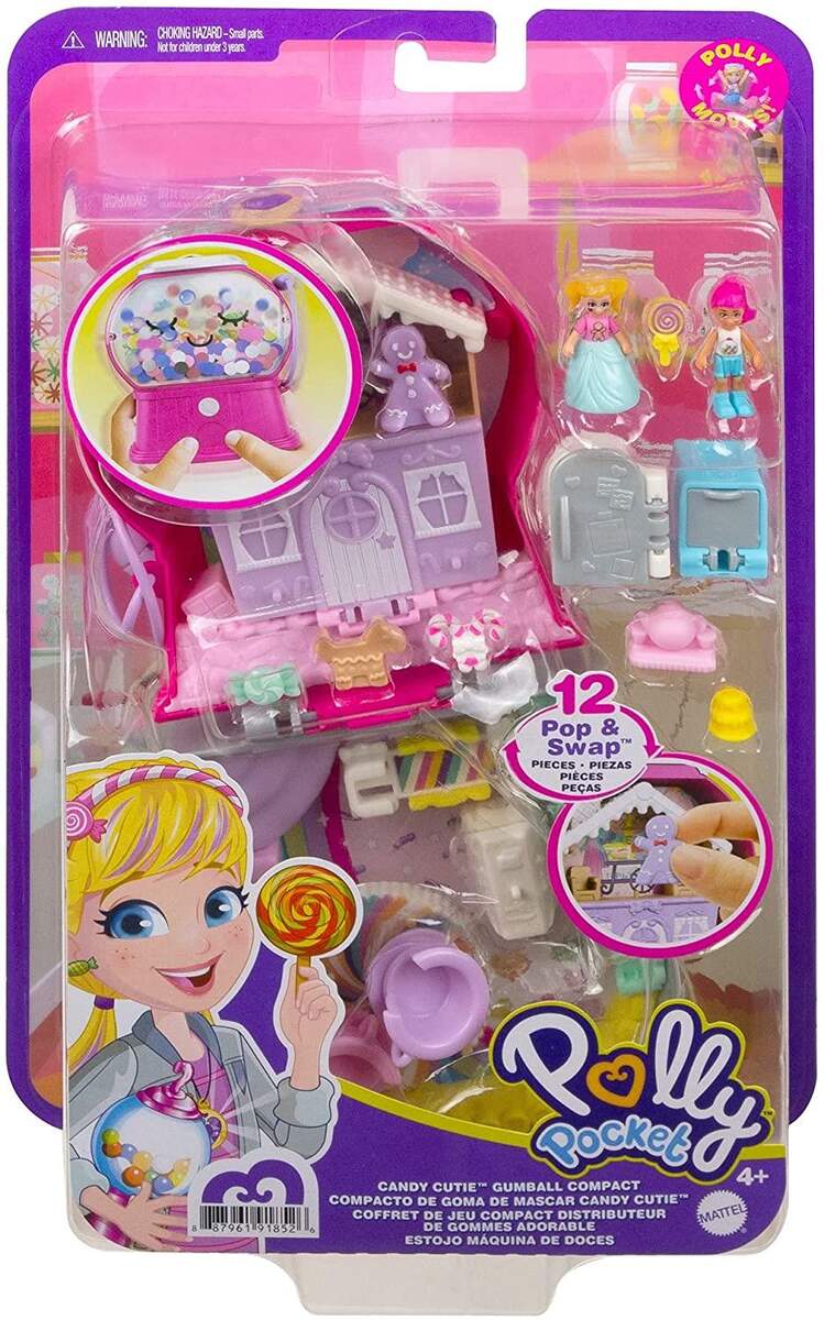 Mattel Polly Pocket Kaugummiautomat Schatulle mit 2 Puppen und 5 Überr ...
